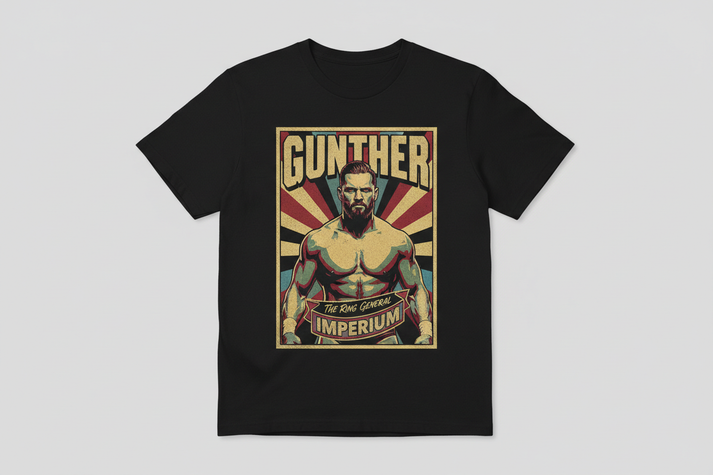 Gunther Poster Black T-Shirt – WWE Wrestler Graphic Tee – Alhaaj ...